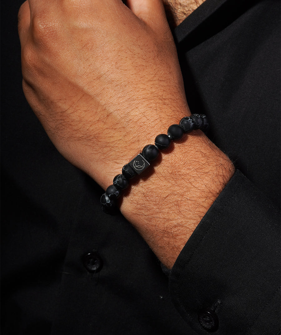 Black Turquoise Stone Beads Bracelet – Nuro